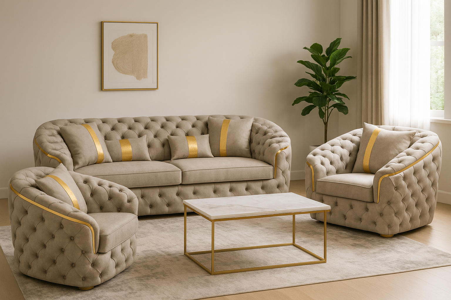 Royale Luxe Tufted Sofa Set – ivorystudio.co